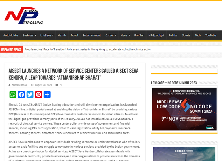 AISECT launches a network of service centers called AISECT Seva Kendra, a leap towards ...